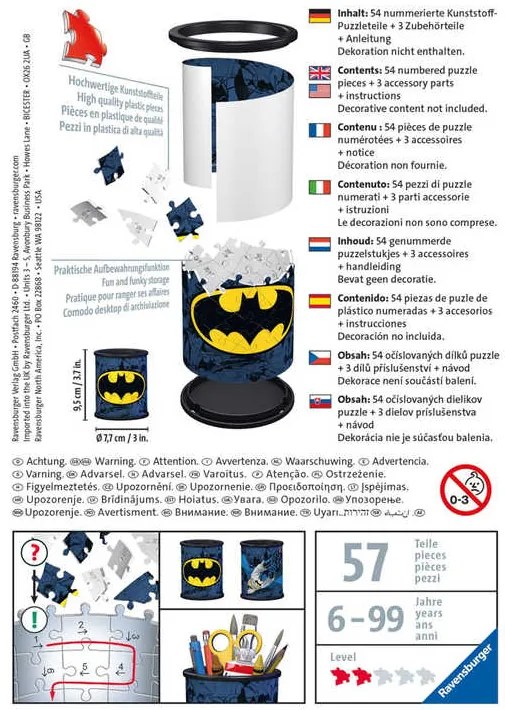 RAVENSBURGER Puzzle 3D Stojan na tužky Batman 54 dílků skládačka 2411275