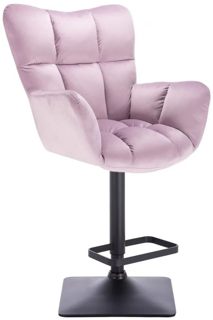 LuxuryForm DESIGN Barové křeslo AURORA VELUR na černé hranaté podstavě - levandule