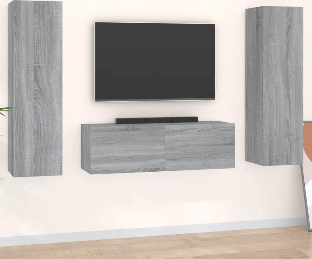 vidaXL 3dílný set TV skříněk dřevotříska [3078659] Barva: Betonová šedá