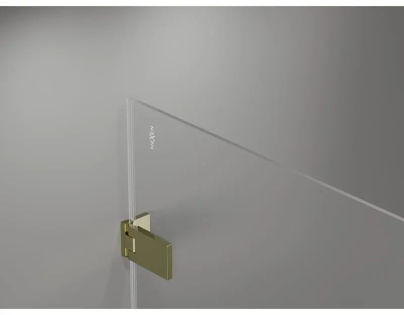 Mexen, Mexen Lunar-F pravé skládací sprchové dveře 95 cm, transparentní, zlaté - 836-095-000-50-00-P