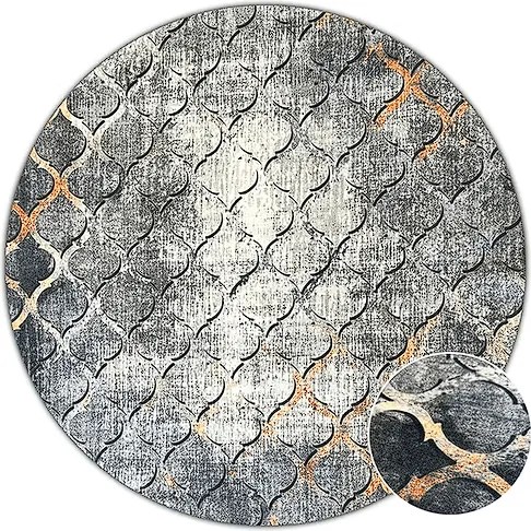 BE Koberec Porte 0066 GREY GOLD - šedožlutý kulatý Rozměr: 80 cm