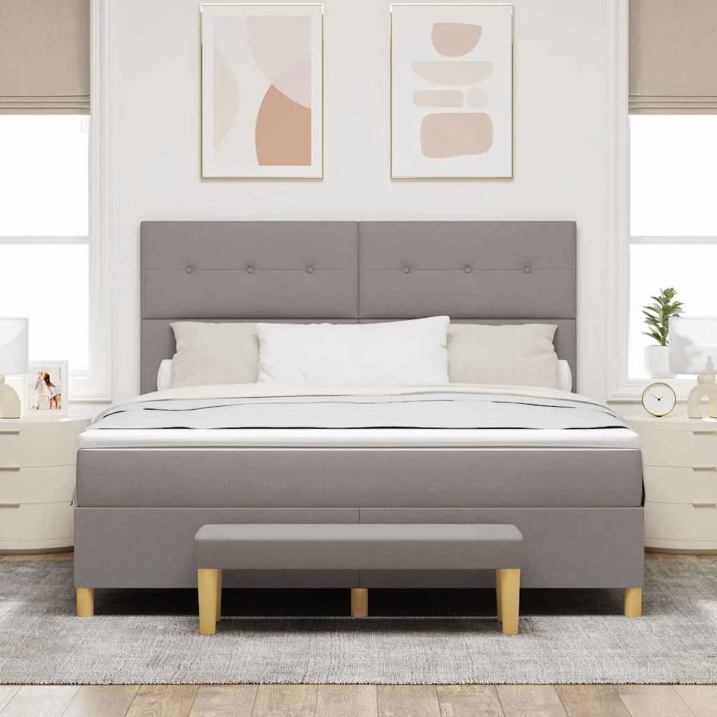 Postel s boxspringem s čelo Taupe 200 x 180 cm textil 3344321