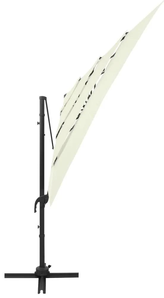 vidaXL 4stupňový slunečník s hliníkovou tyčí pískový 250 x 250 cm