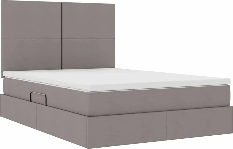 Postel s úložným prostorem a matrací Taupe 140 x 200 cm textil 3371724