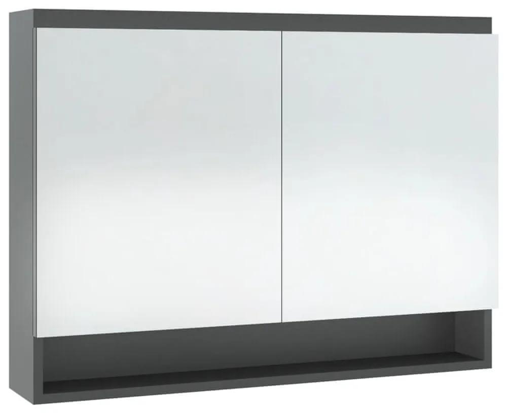 Petromila Koupelnová skříňka se zrcadlem 80 x 15 x 60 cm MDF šedá