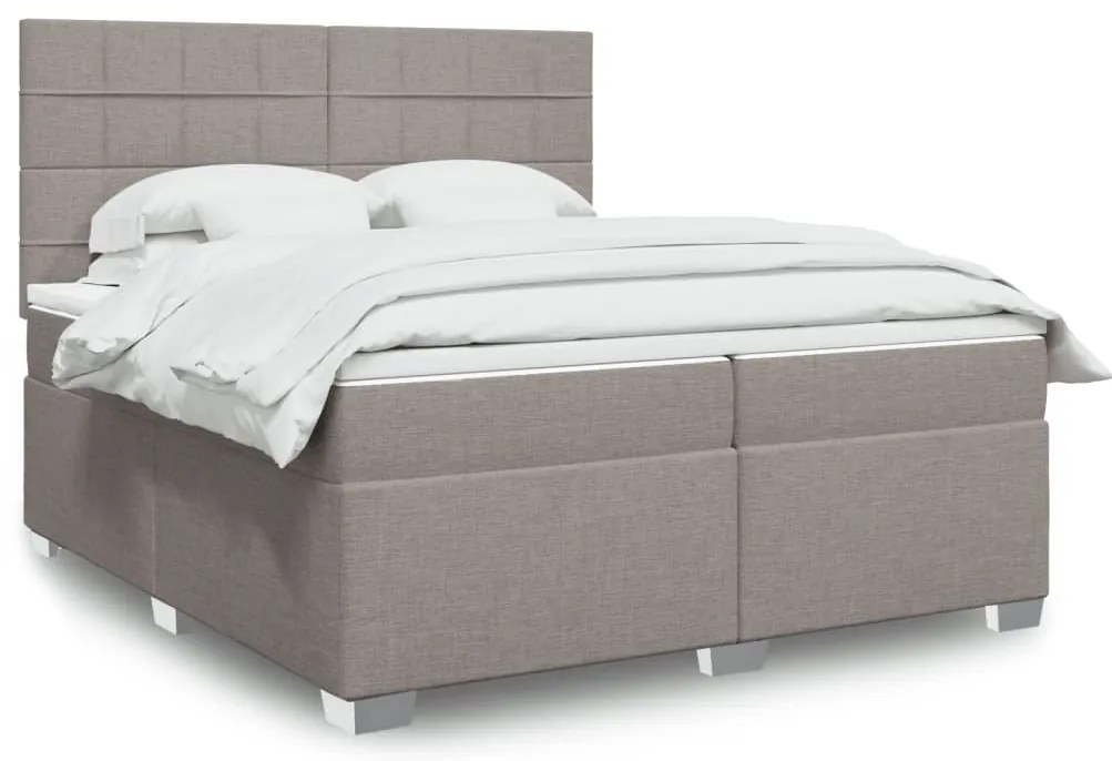 Box spring postel s matrací taupe 200x200 cm textil