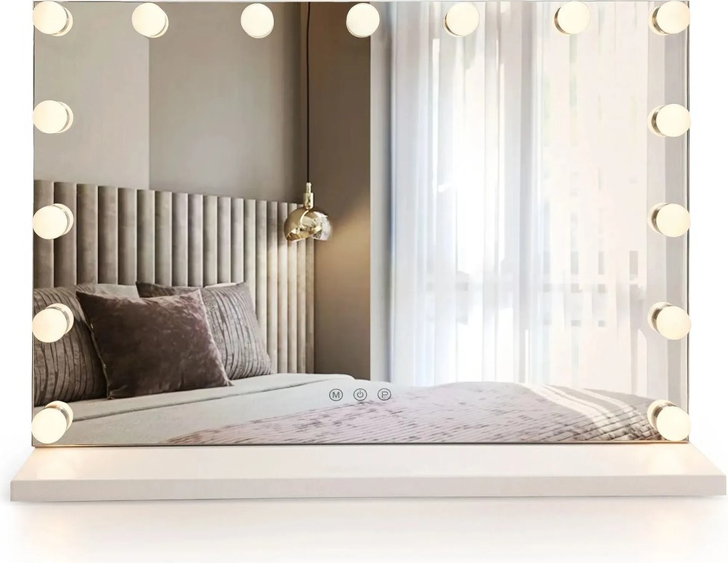 Rea Kosmetické zrcadlo 80x60 cm s regulovatelným LED osvětlením HOM-12013 bílé