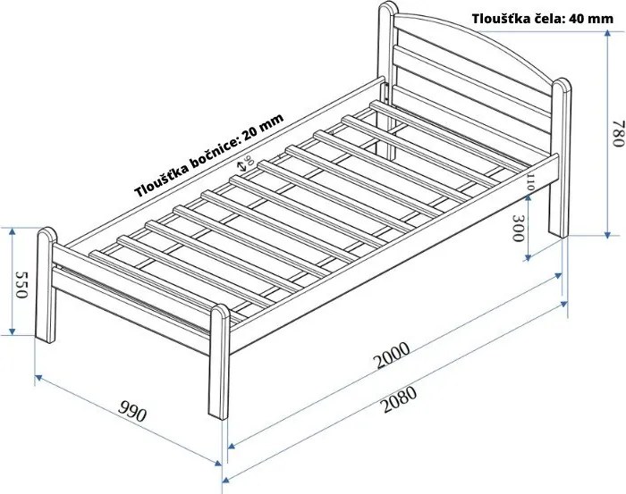 Jednolůžková postel z bukového dřeva s roštem 90x200 cm v přírodní barvě Bellariva – B.E.S.