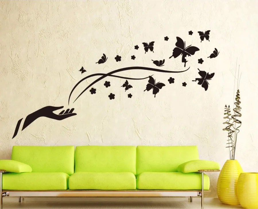 Samolepka na zeď "Ruka a Motýli" 50x180 cm