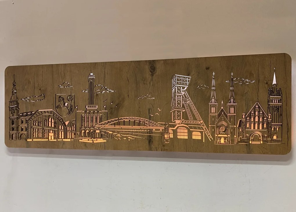 Li-Go "Ostrava" světelný obraz 230V 130x40 cm provedení povrchu: dub světlý