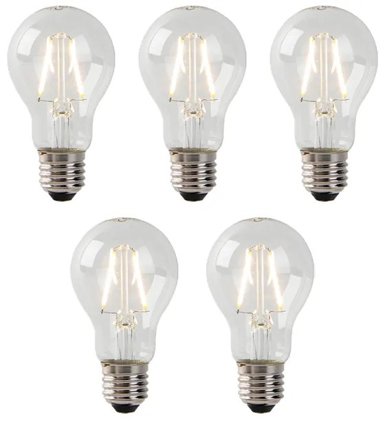 Sada 5 LED žárovek E27 A60 čiré 2W 180lm 2700K
