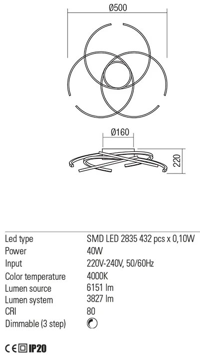 Redo Stropní LED svítidlo Alien, ø50cm Barva: Bronzová, Chromatičnost: 3000K