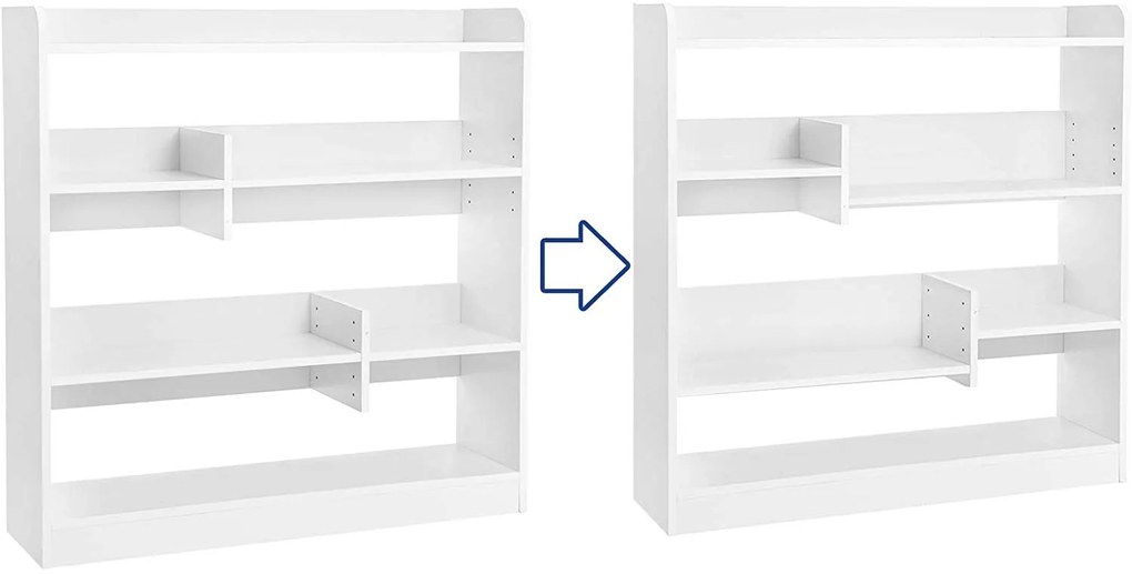 SONGMICS Knihovna s nastavitelnými policemi bílá 91x90 cm