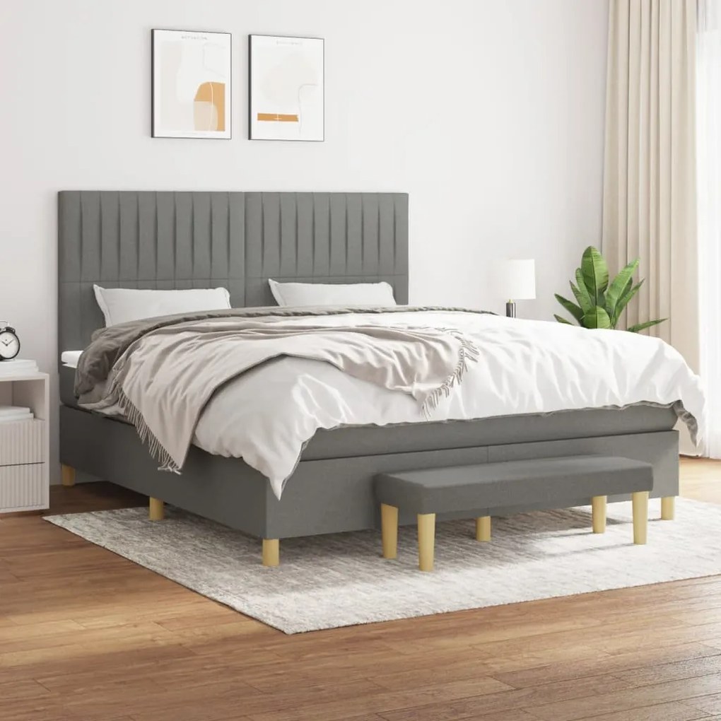 Box spring postel s matrací tmavě šedá 180x200 cm textil 3137334