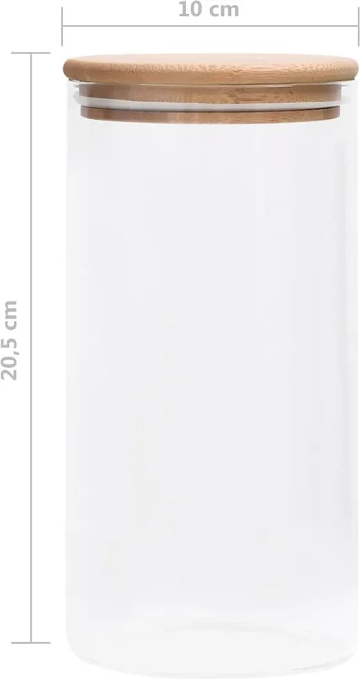 Skleněné dózy s bambusovým víčkem 4 ks 1200 ml 150705