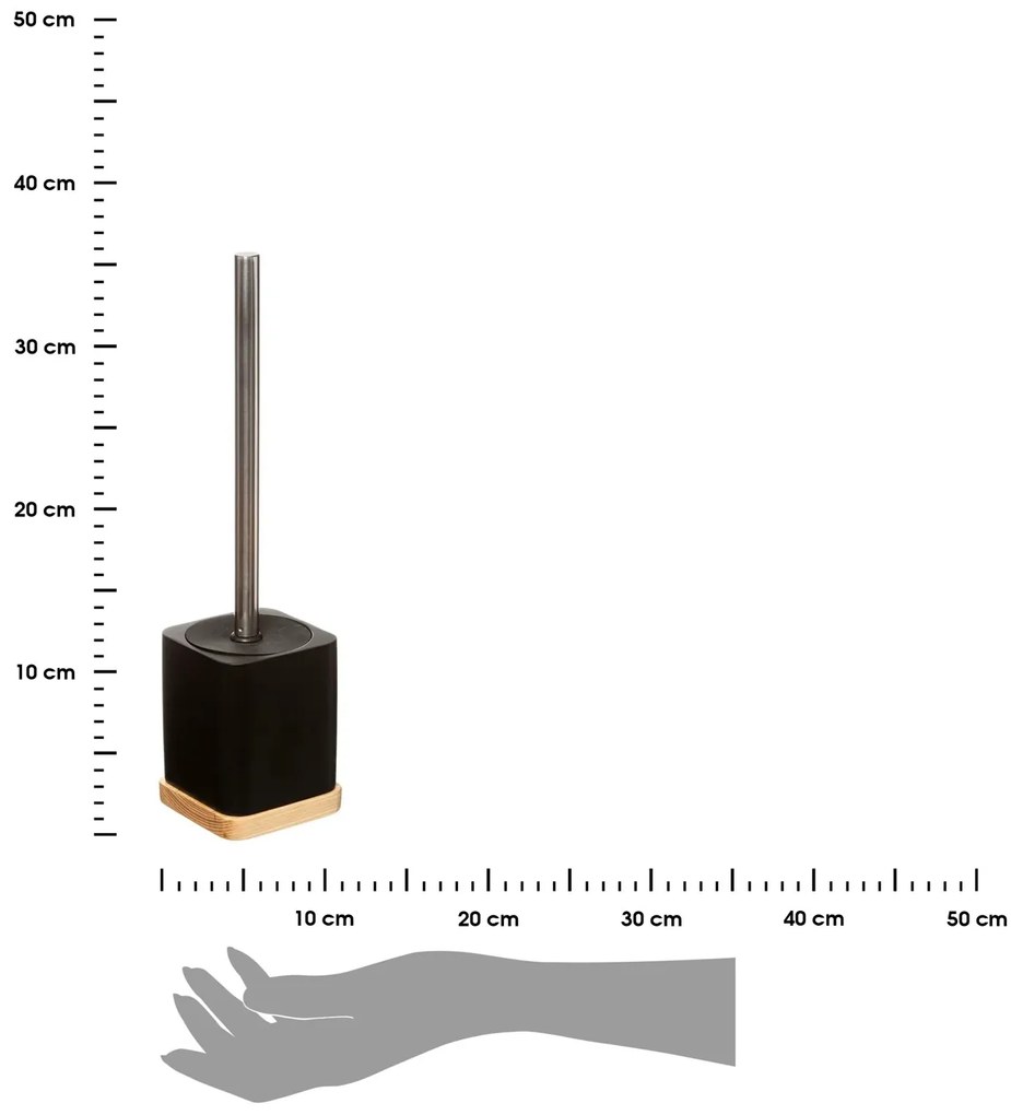 WC kartáč Natureo, černá/s dřevěnými prvky