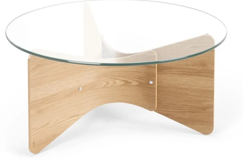 Kulatý konferenční stolek se skleněnou deskou v přírodní barvě ø 84 cm Madera – Umbra