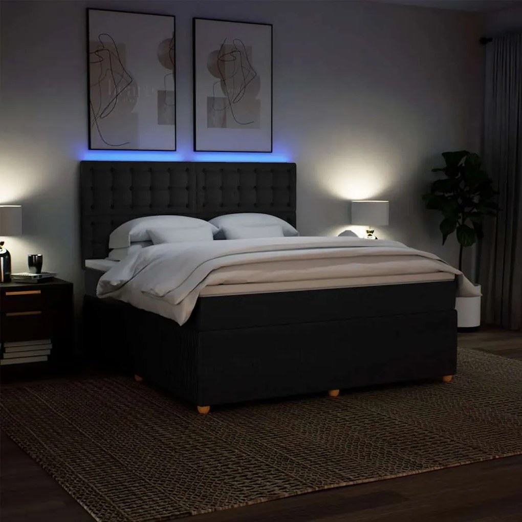 Box spring postel s matrací černá 180x200 cm textil 3294451