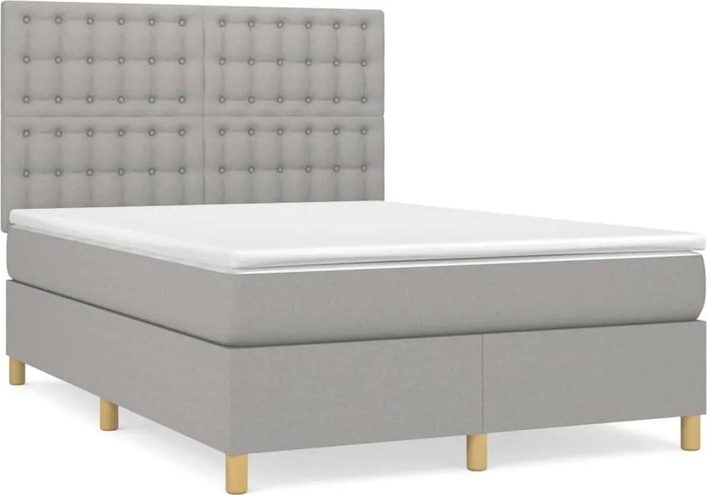 Box spring postel s matrací světle šedá 140 x 190 cm textil 3142649