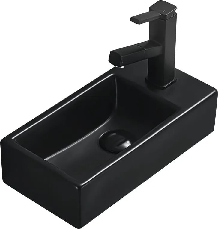Mexen Inez umývadlo na desku levé 40 x 20 cm, černý mat - 21484085L