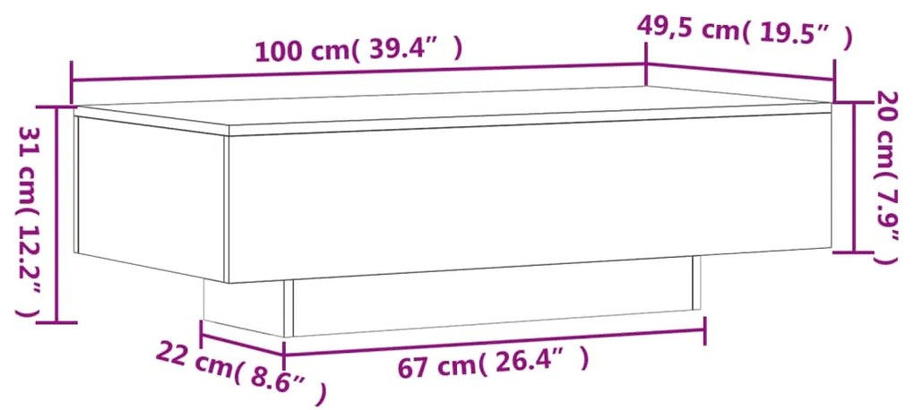 Konferenční stolek lesklý bílý 100x49,5x31 cm kompozitní dřevo - Default Title