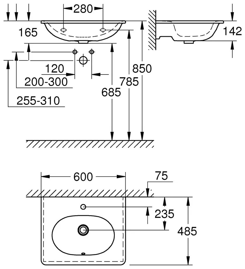 GROHE Essence - Závěsné umyvadlo 60 cm, alpská bílá 3956500H