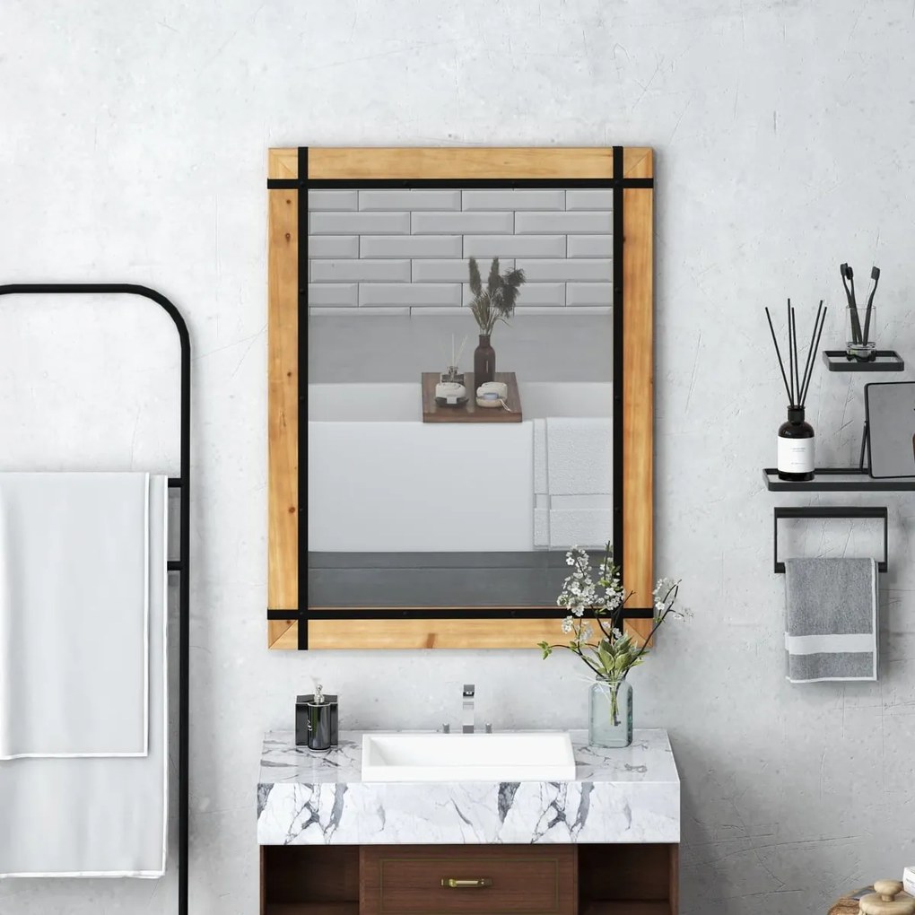 Costway Dekorativní závěsné zrcadlo na zeď Farmhouse Styl – 77 × 99,5 cm