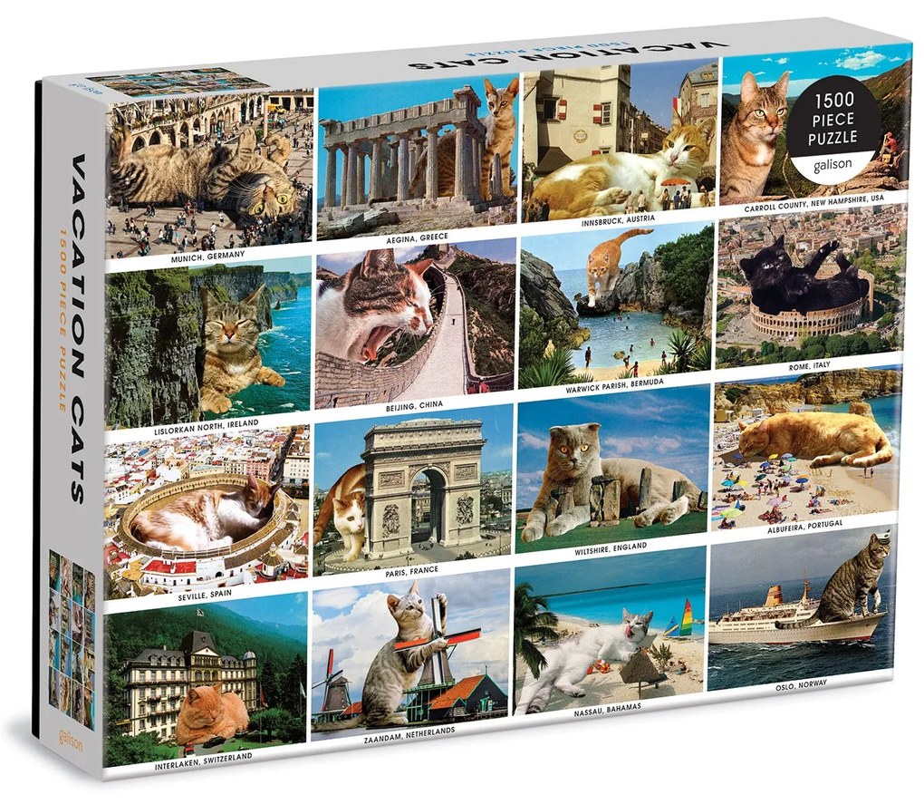 Galison Puzzle Kočky na prázdninách 1500 dílků