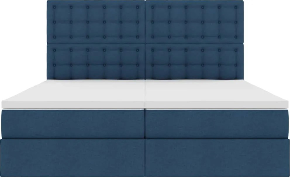 Postel s úložným prostorem s čelo Modrá 200 x 200 cm Textil 3372232