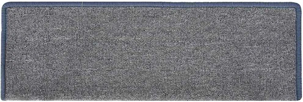 Schodové rohože 15 ks 65 x 21 x 4 cm světle šedé a modré s obdélníkovým okrajem 326200