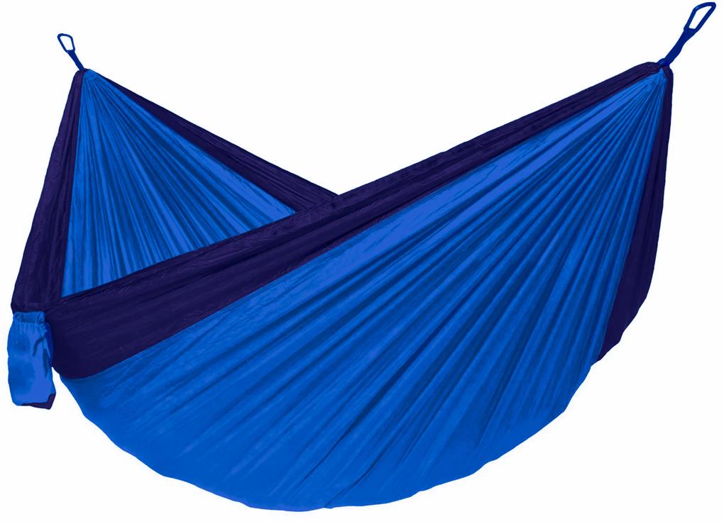 Hamaka Houpací síť pro jednoho Camping + Slap strap (modrý SET)
