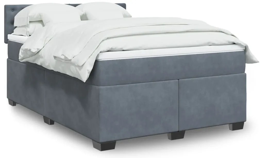 Box spring postel s matrací tmavě šedá 140x200 cm samet 3288643