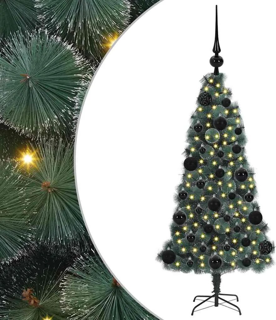 Umělý předsvícený vánoční stromek s sadou koulí Zelená 120 cm 3396142