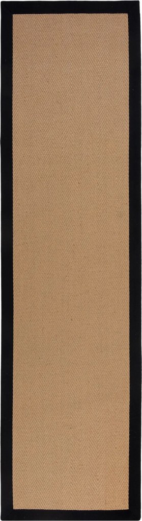 Behúň Herringbone Border Kira Black, 60x230, béžová, chodba / predsieň, Flair Rugs