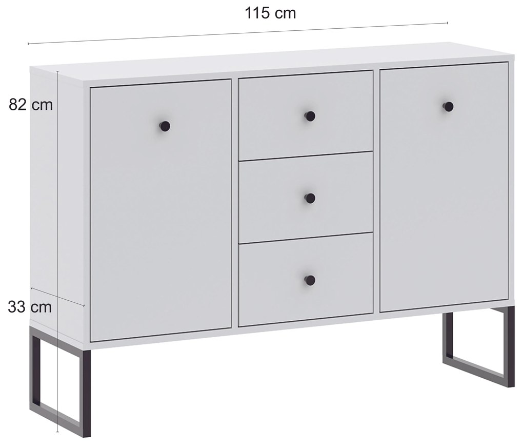 Komoda LINEA 2D3S bílá