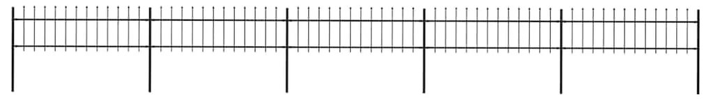 Zahradní plot s kopím nahoře ocelový 838 x 60 cm černý 277597