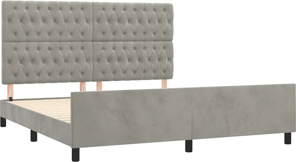 Rám postele s čelem světle šedý 180x200 cm samet 3125952