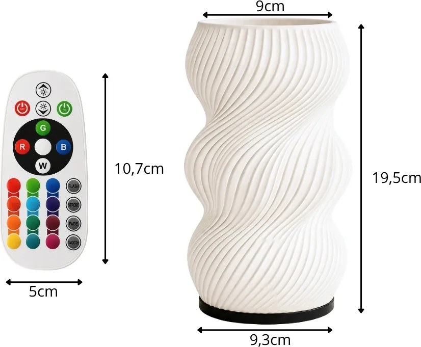 Verk Group Stolní lampy s vázou na květiny, dekorativní 2v1, led rgb, s dálkovým ovládáním