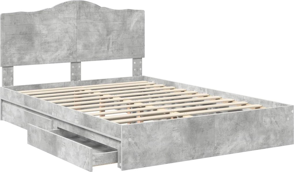 Postel s úložným prostorem s čelo Betonově šedá 150 x 200 cm 3413495