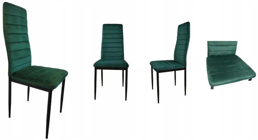 modernHOME Židle s profilovanou opěrkou - GREEN VELVET - 4 kusy VELVET4ZIELONY4