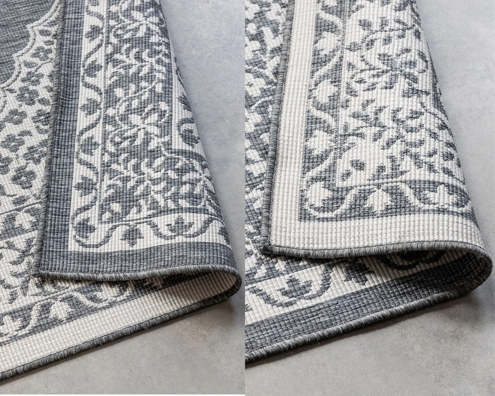 ELLE Decoration, Kusový koberec Gemini 106023 Silver z kolekce Elle – na ven i na doma, 80x150, šedá, chodba / předsíň