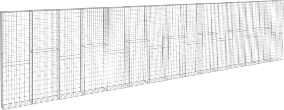 Gabionová zeď s víky z pozinkované oceli 900 x 50 x 200 cm 144916