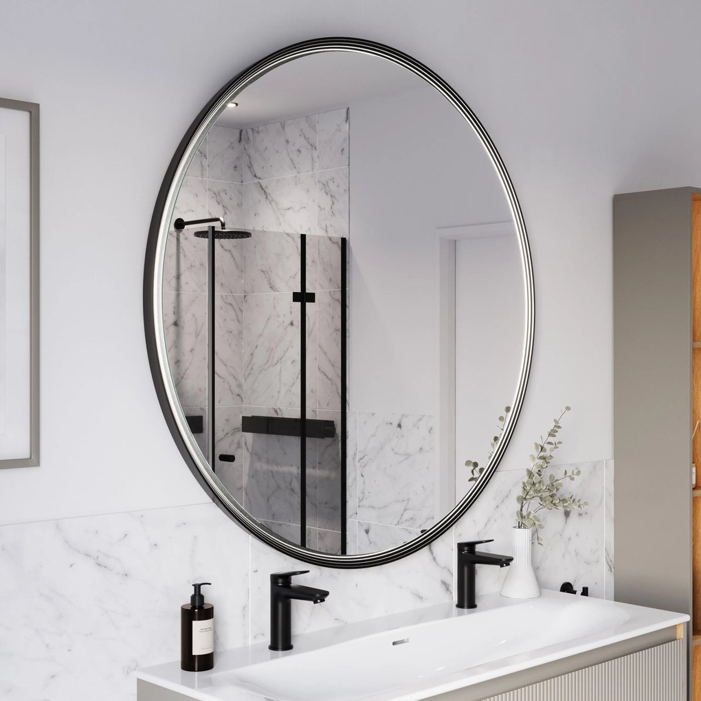 LED koupelnové zrcadlo BELDIVO kulaté - 120 cmS vyhříváním zrcadla - bezdotykový senzor