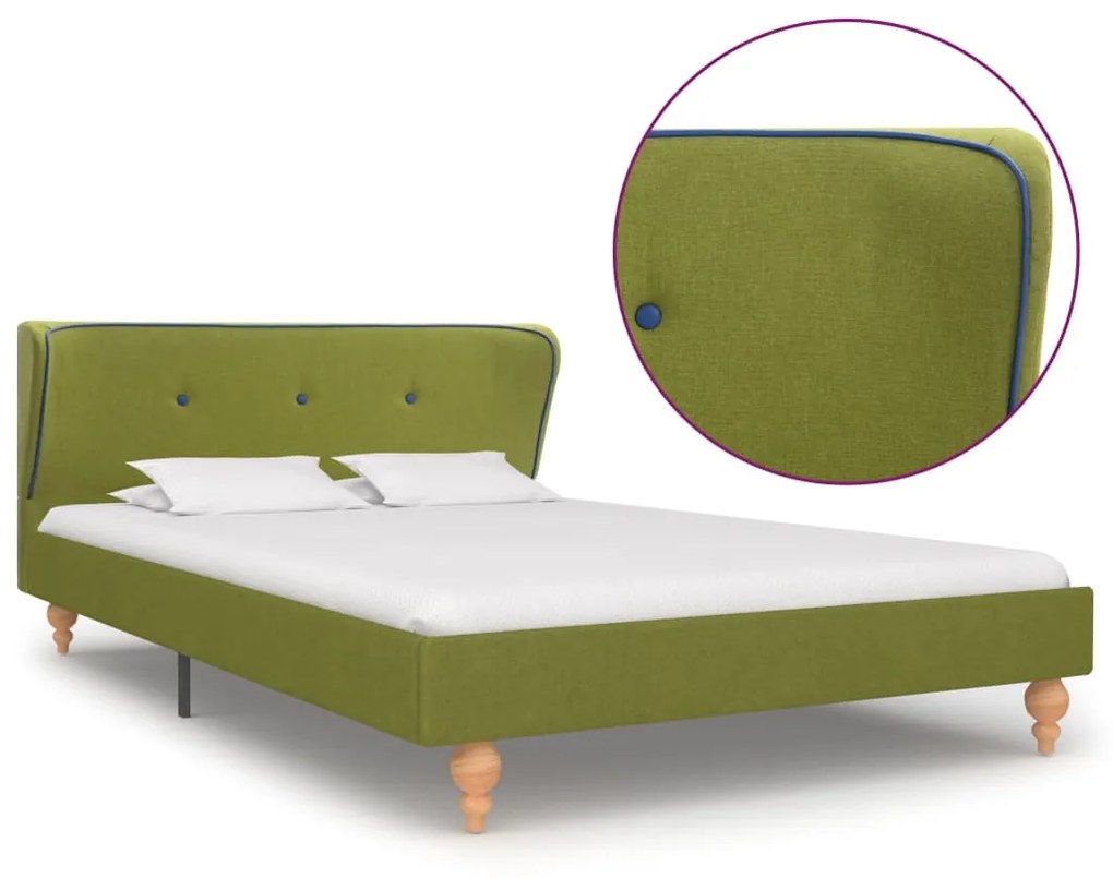 280583 vidaXL Rám postele zelený textil 120 x 200 cm