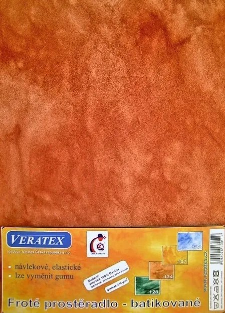 Veratex Froté prostěradlo  batika 160x200/16 cm (134-sv.rezavá bat.) 160 x 200 cm 80% Bavlna, 20% Polyester