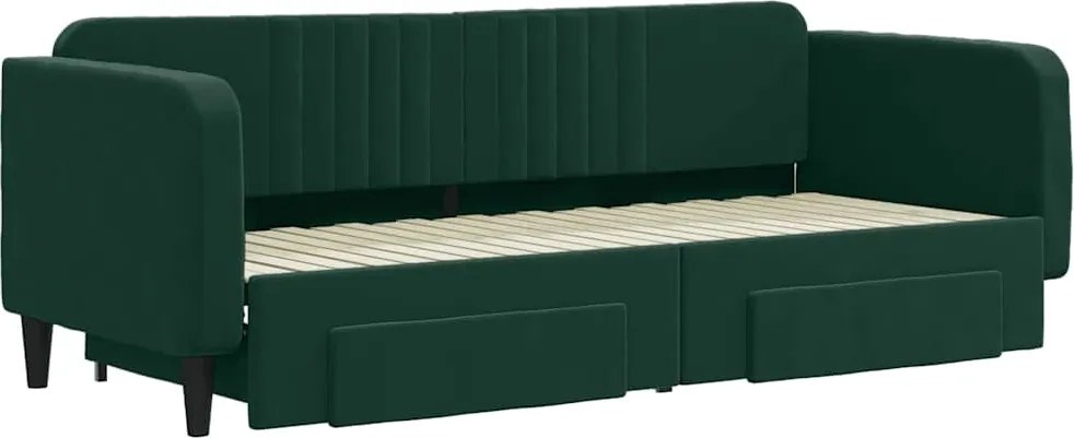 Válenda s přistýlkou a zásuvkami tmavě zelená 80 x 200 cm samet 3197106