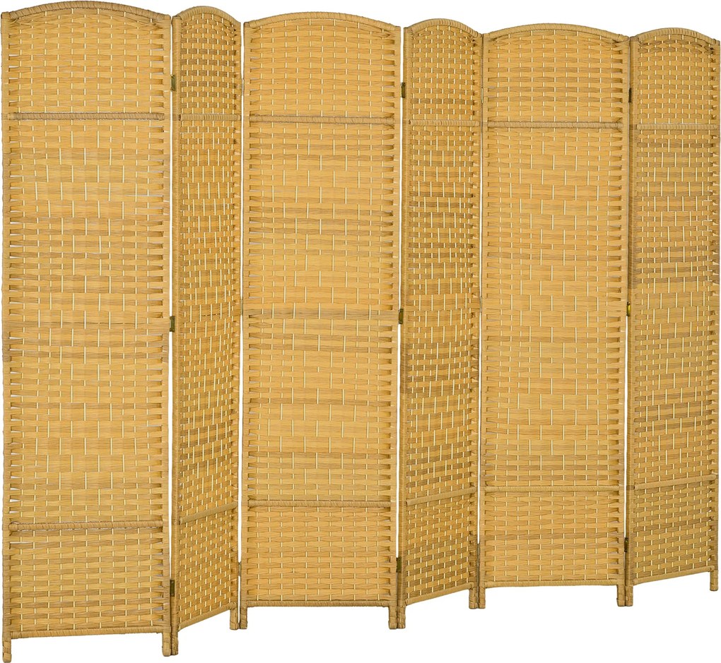 HOMCOM skládací dělící stěna se 6 panely 270x180 cm Záclona pro zajištění soukromí do kanceláře nebo ložnice v přírodním dřevě | Aosom