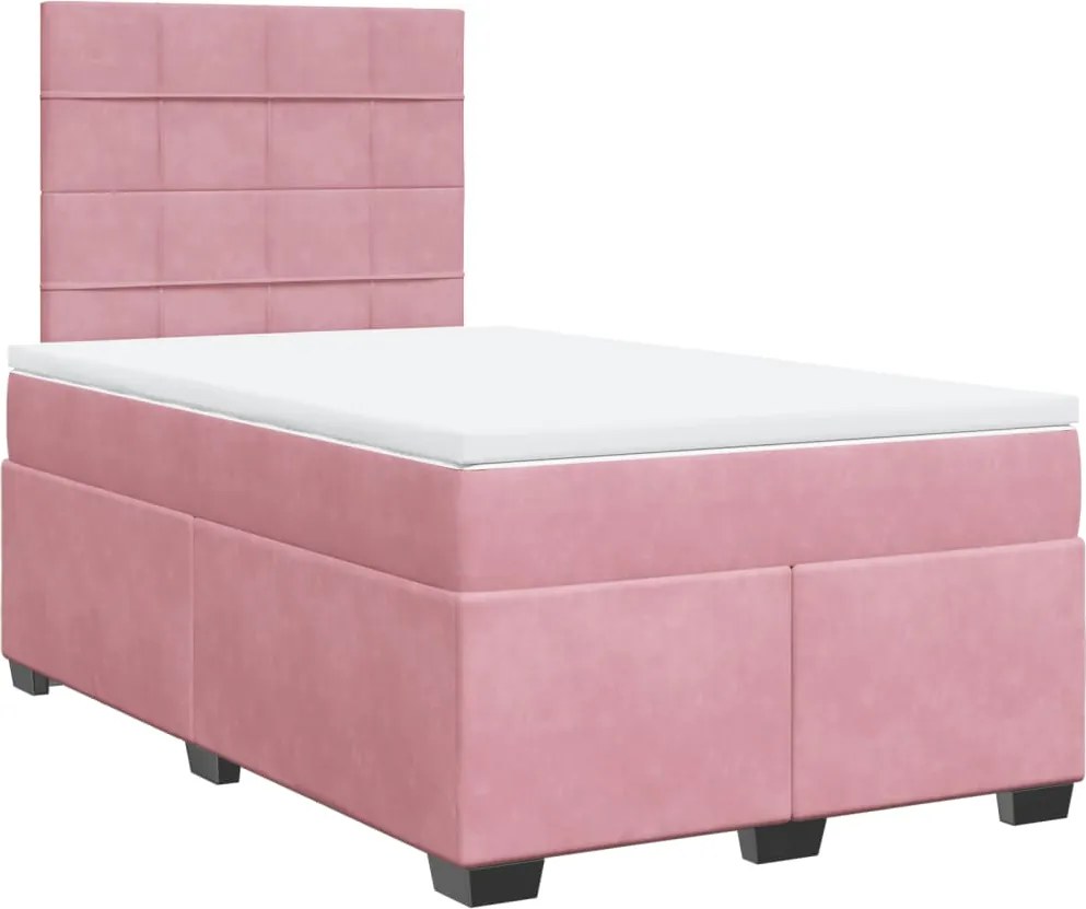 Box spring postel s matrací růžová 120 x 200 cm samet 3293187