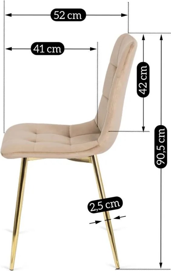 Jídelní židle Sibel Velvet, krémová