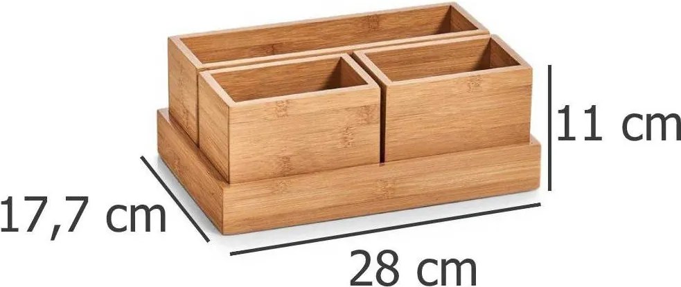 Boxy pro uskladnění, organizéry, 100% bambus - 4 ks, ZELLER